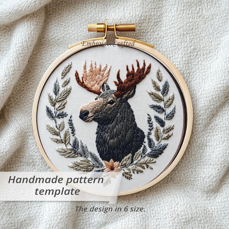 Moose Embroidery Pattern: Woodland Animal DIY Stitch (PDF Download) - Etsy