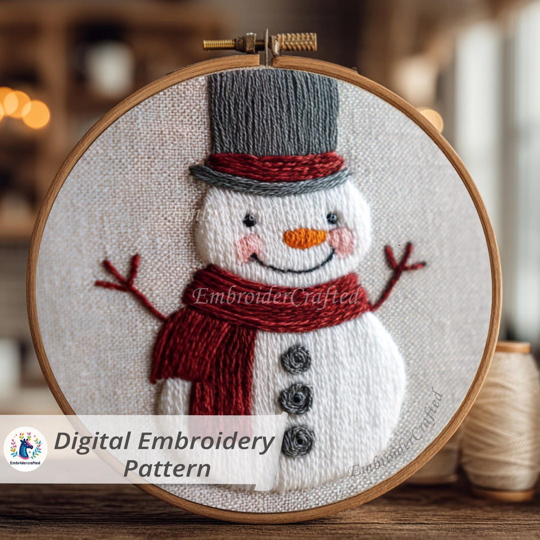 Snowman Embroidery Pattern: Сozy Winter Home Decor (digital File ...