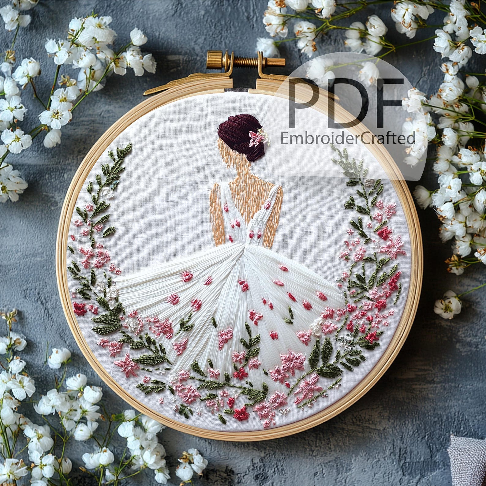 Elegant Ballerina Embroidery Pattern Design PDF | Hand Embroidery Hoop ...