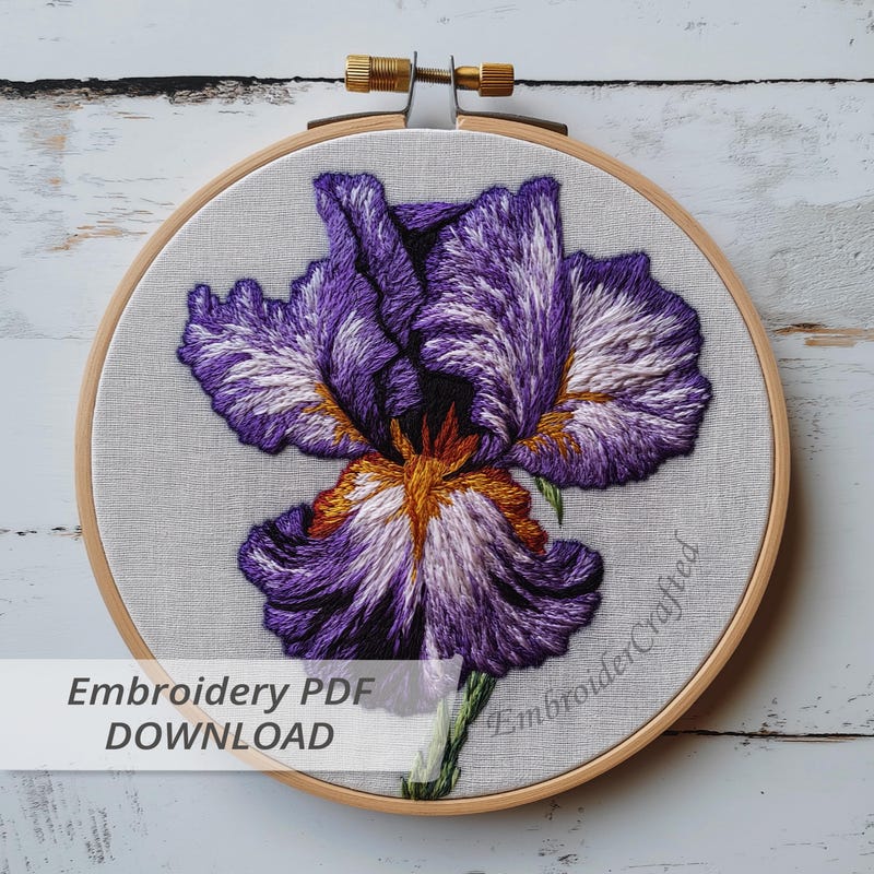 Iris Embroidery - Etsy