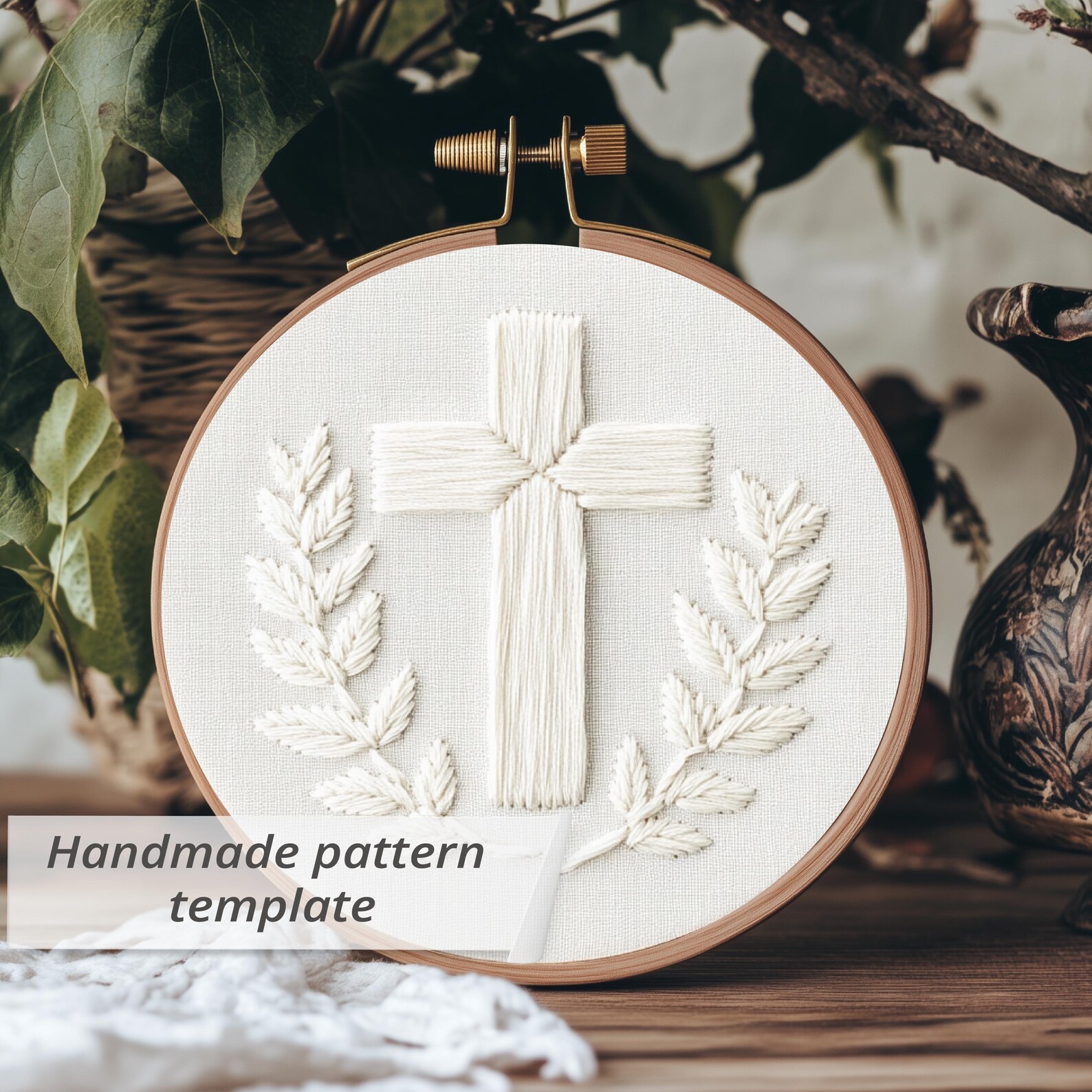 Christian Cross Embroidery Pattern: Faith Laurel Wreath Design (PDF) - Etsy