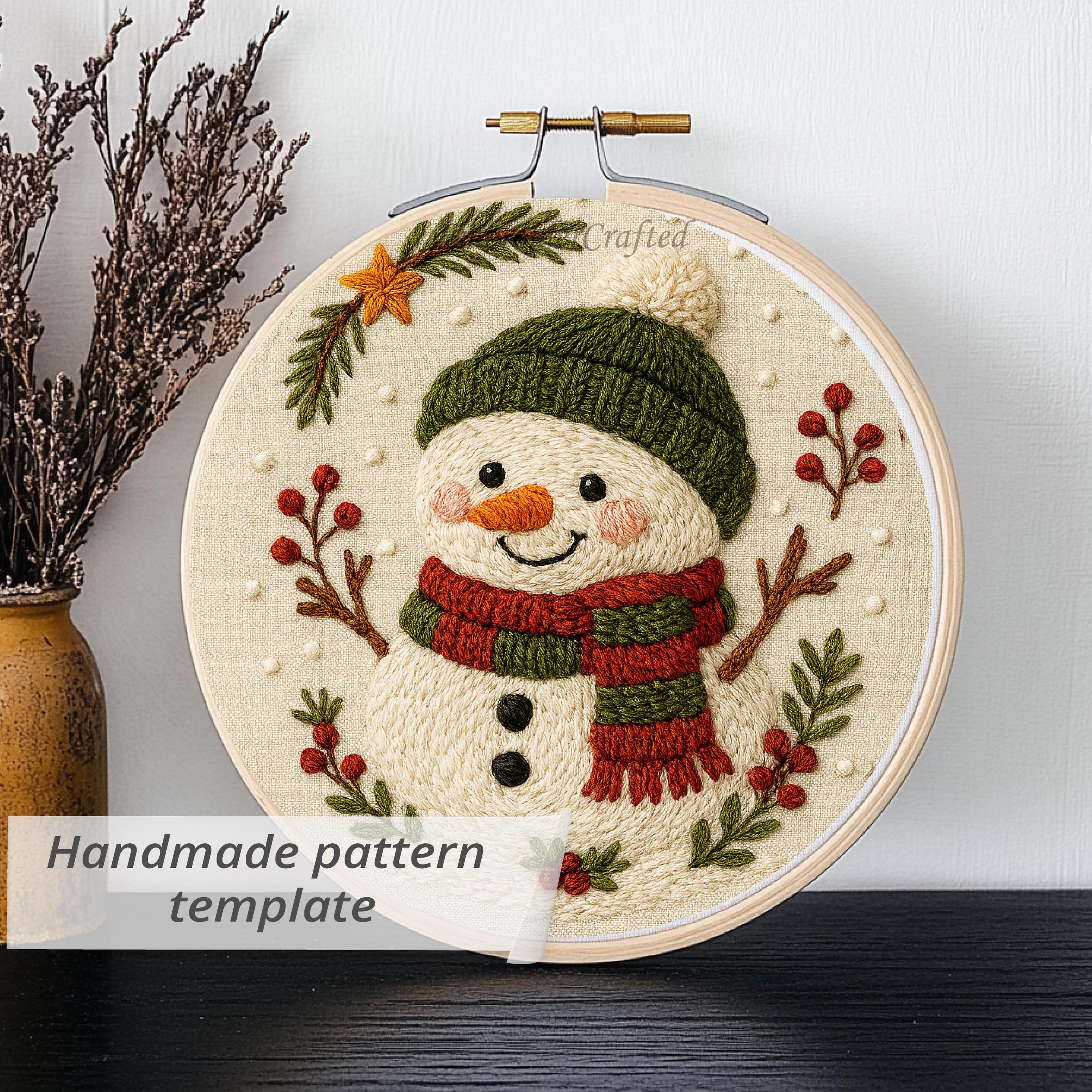 Snowman Embroidery Pattern: Winter Holiday DIY Hoop Art (PDF Download ...