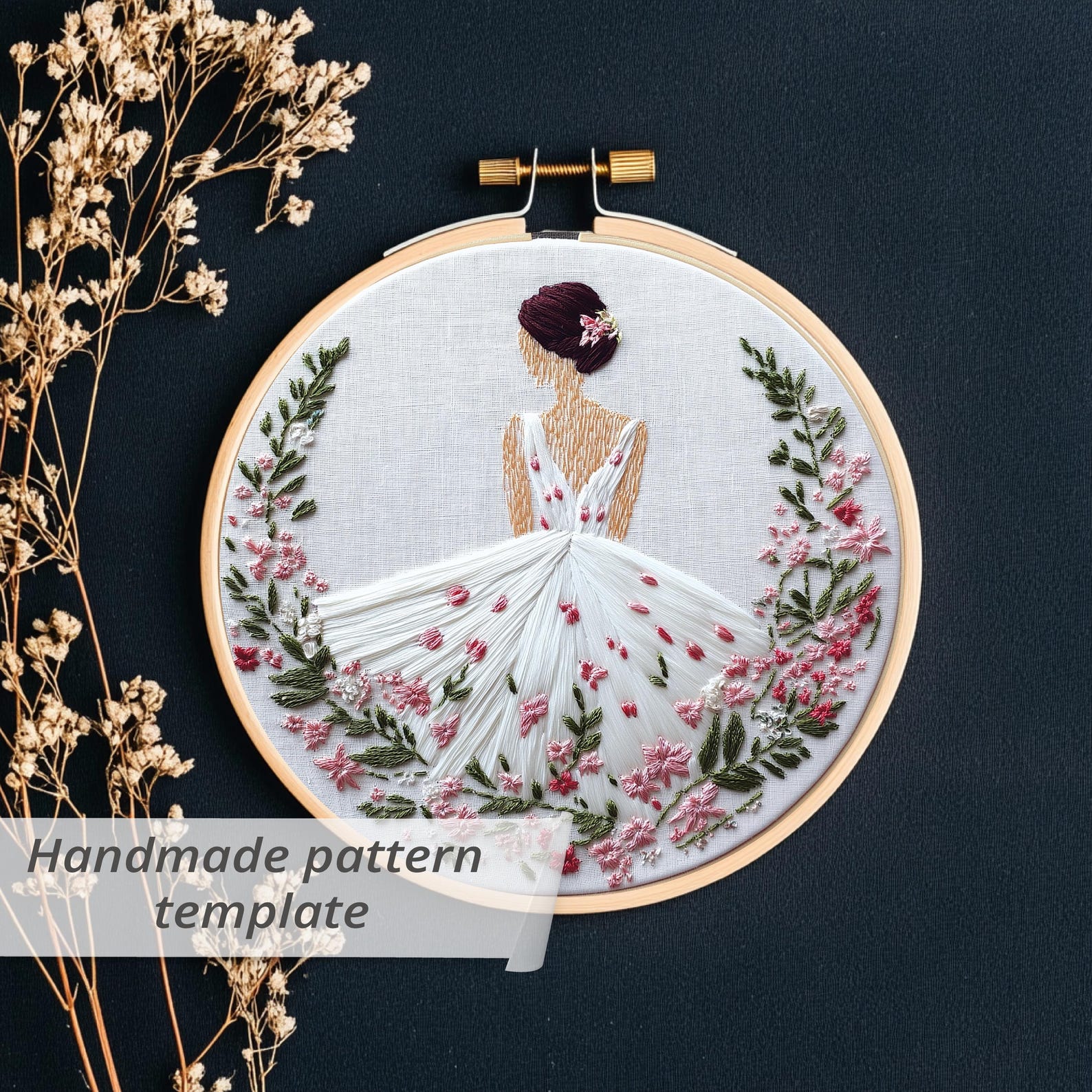 Elegant Ballerina Embroidery Pattern Design PDF | Hand Embroidery Hoop ...