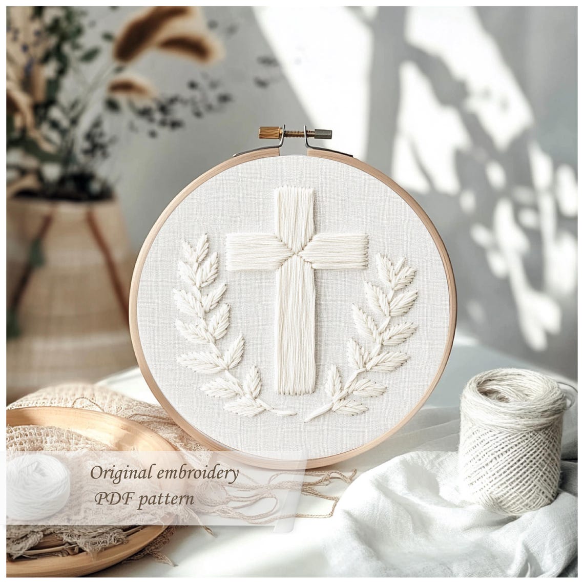 Christian Cross Embroidery Pattern: Faith Laurel Wreath Design (PDF) - Etsy