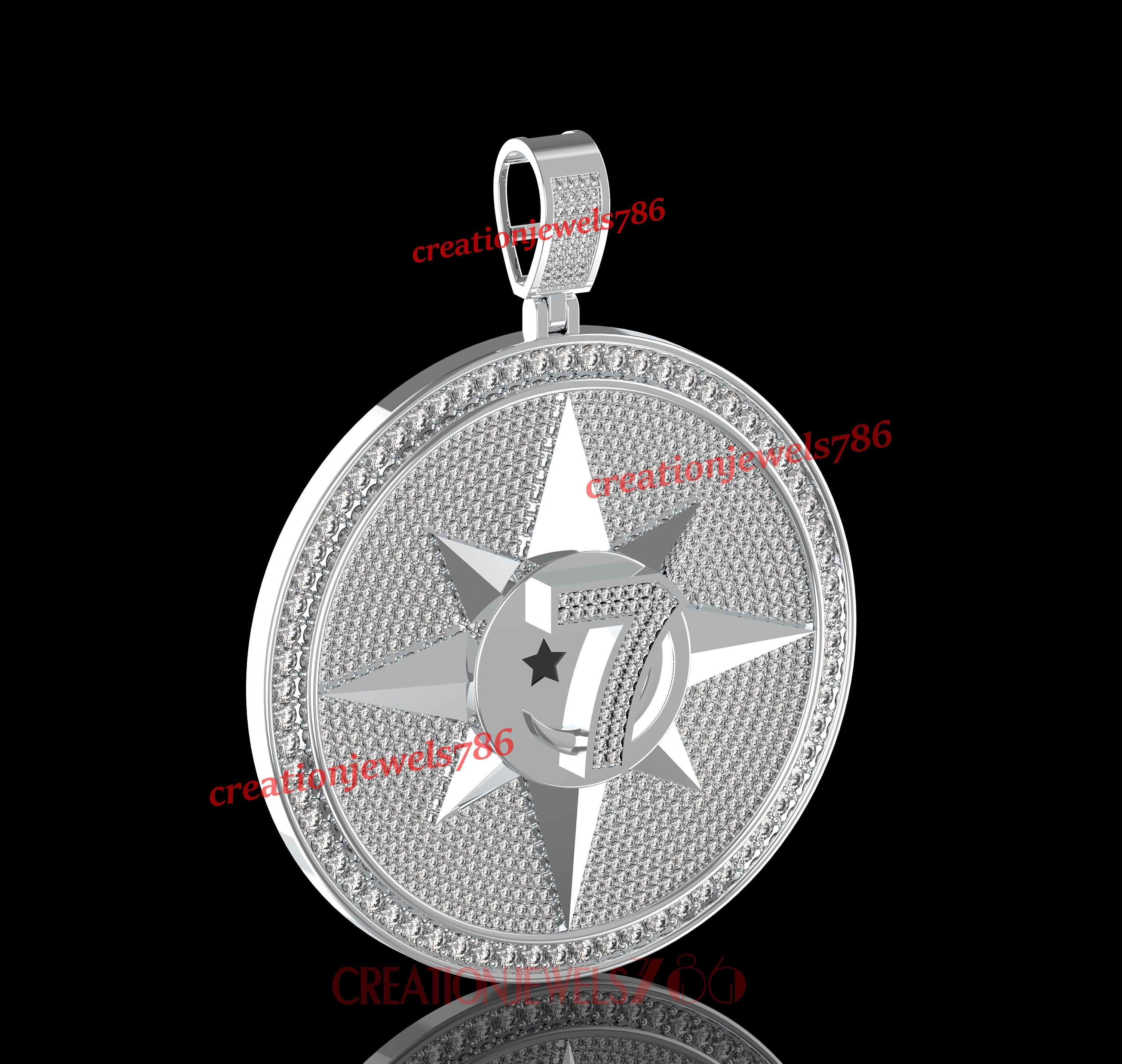 Five-percent Nation Five Percenter Allah God Islamic Medallion 2.62ct ...
