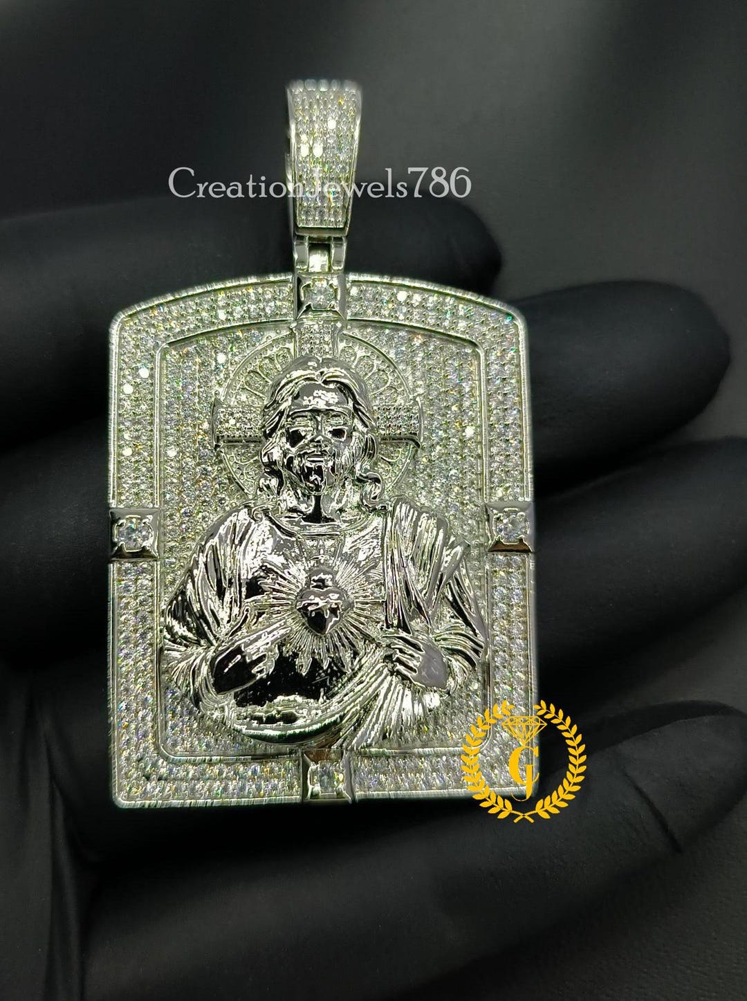 Lord Jesus Sparkle Framed Acrylic Pendant Round Stone Test Passer ...