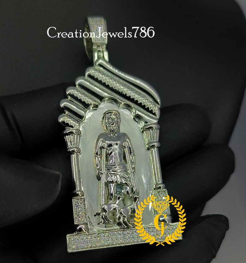 Saint Lazarus of Bethany Heaven Gate Pendant Round Moissanite 925 ...