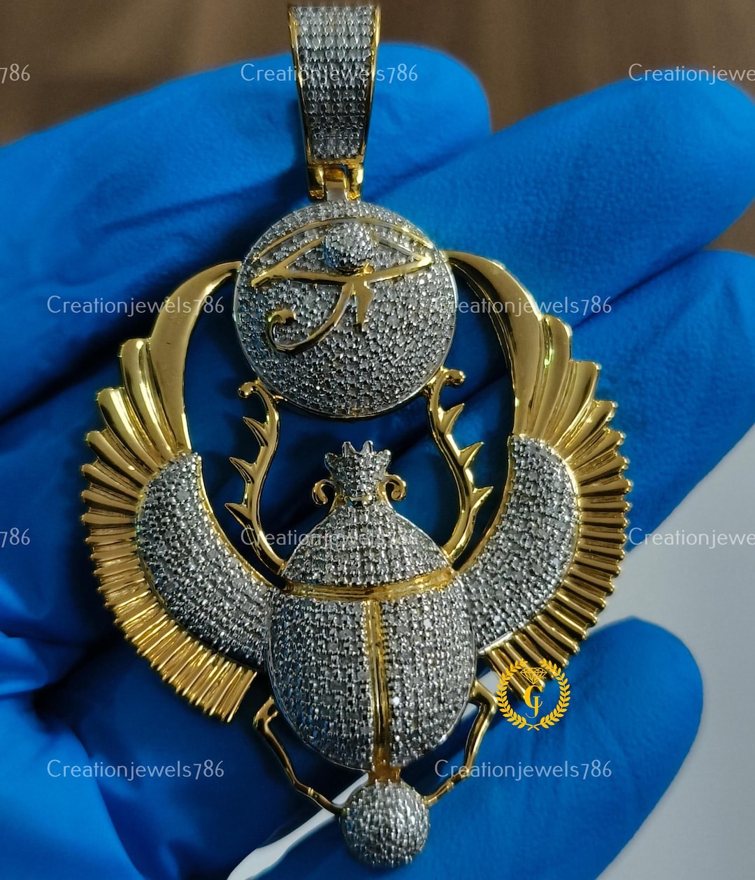 Egyptian Scarab Beetle Amulets Winged Horus Evil Eye of Ra on Pharaoh ...