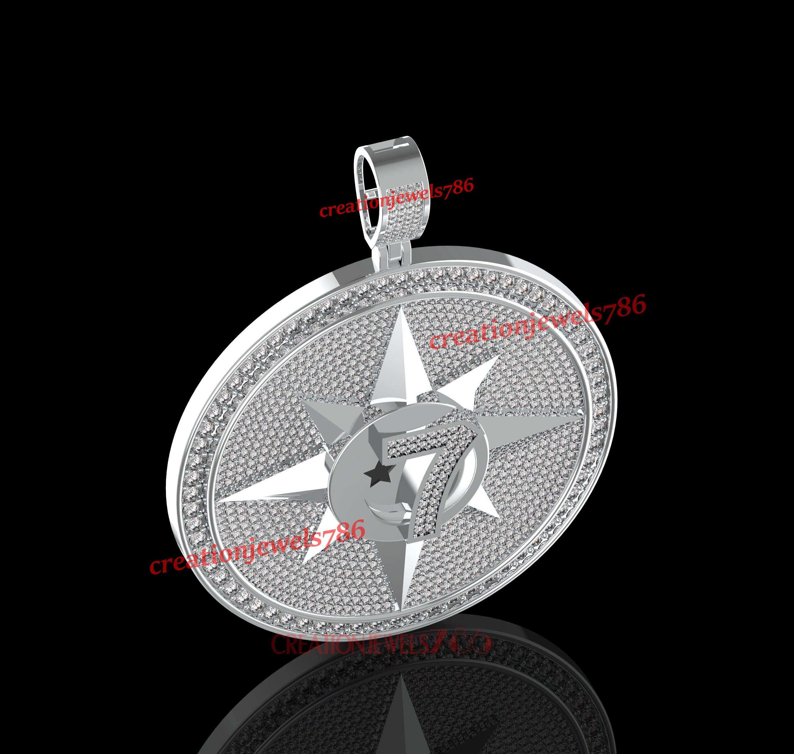Five-percent Nation Five Percenter Allah God Islamic Medallion 2.62ct ...