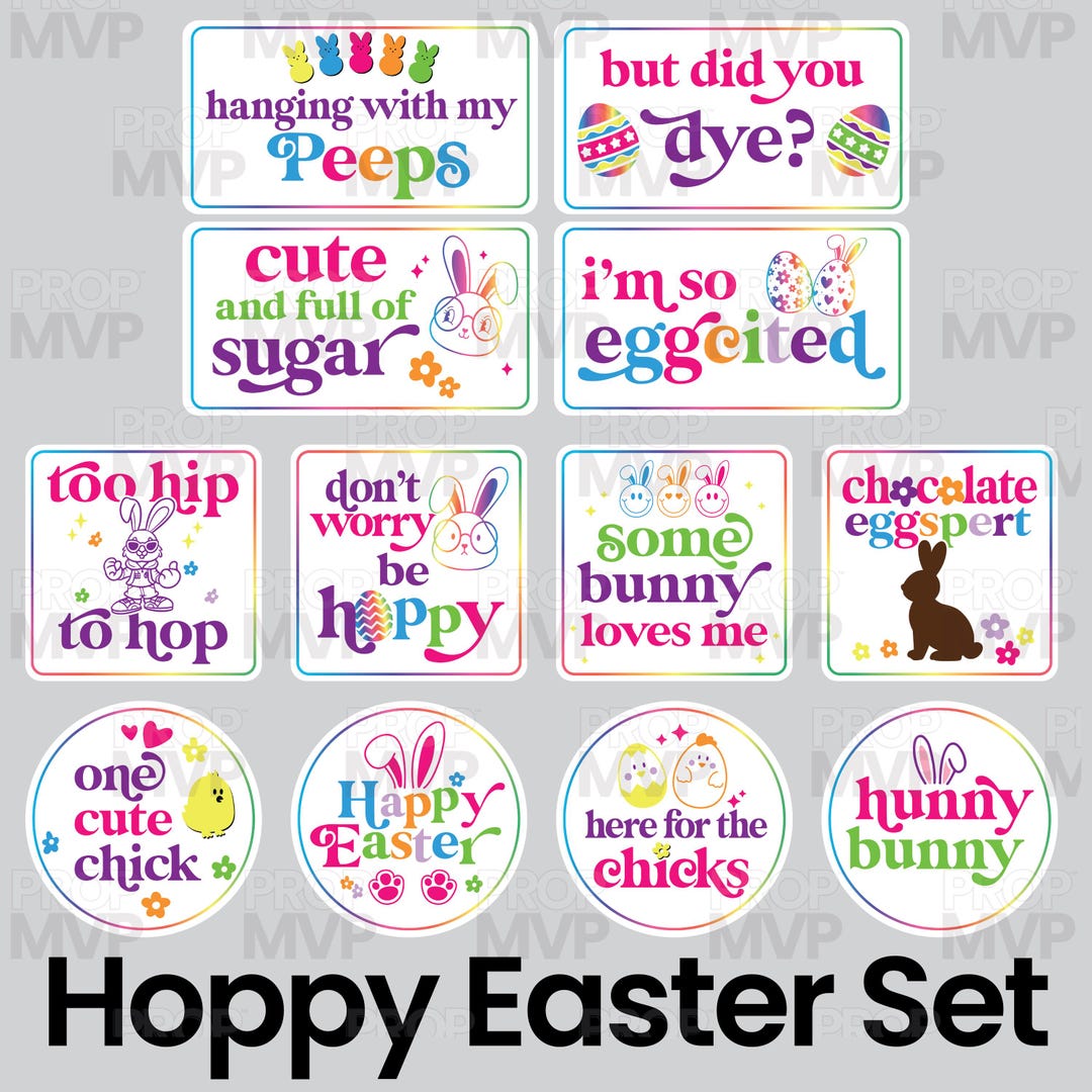 The Hoppy Easter Photo Booth Prop Set - 5mm PVC Waterproof Plastic - Etsy
