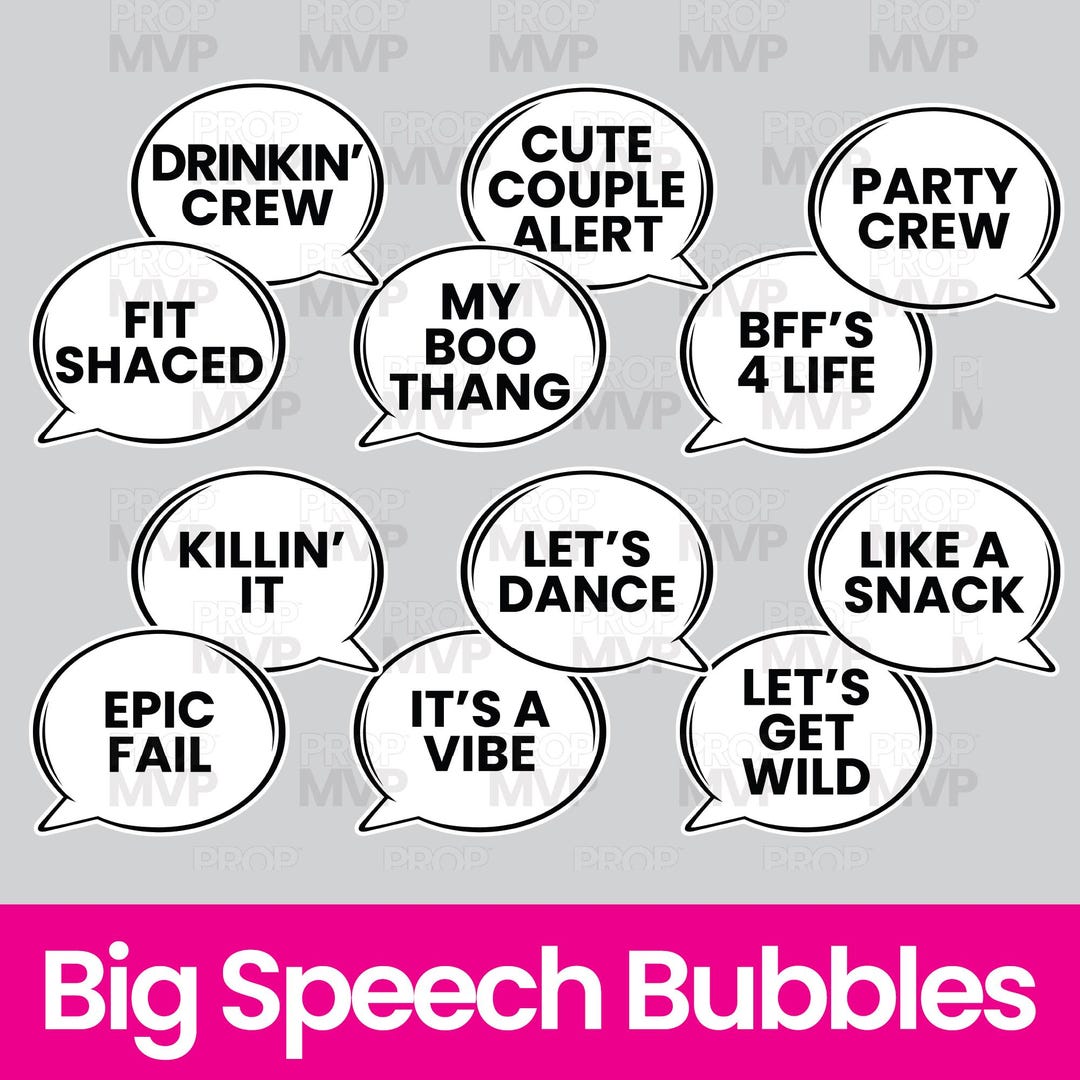 The Big Speech Bubbles - Photo Booth Prop Signs - Etsy