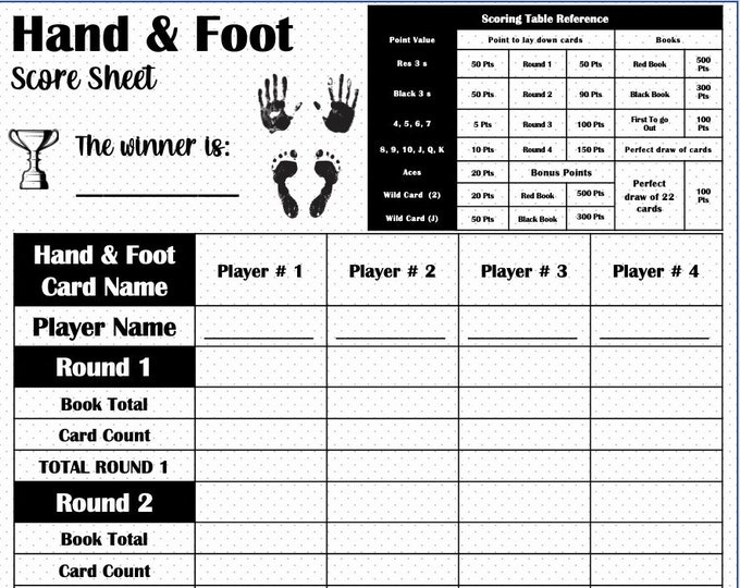 Mexican Train Score Card - Mexican Train Scoresheet - Mexican Train ...