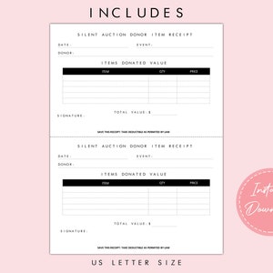 Silent Auction Bid Sheet Printable: Fundraiser Bidding Form (PDF ...