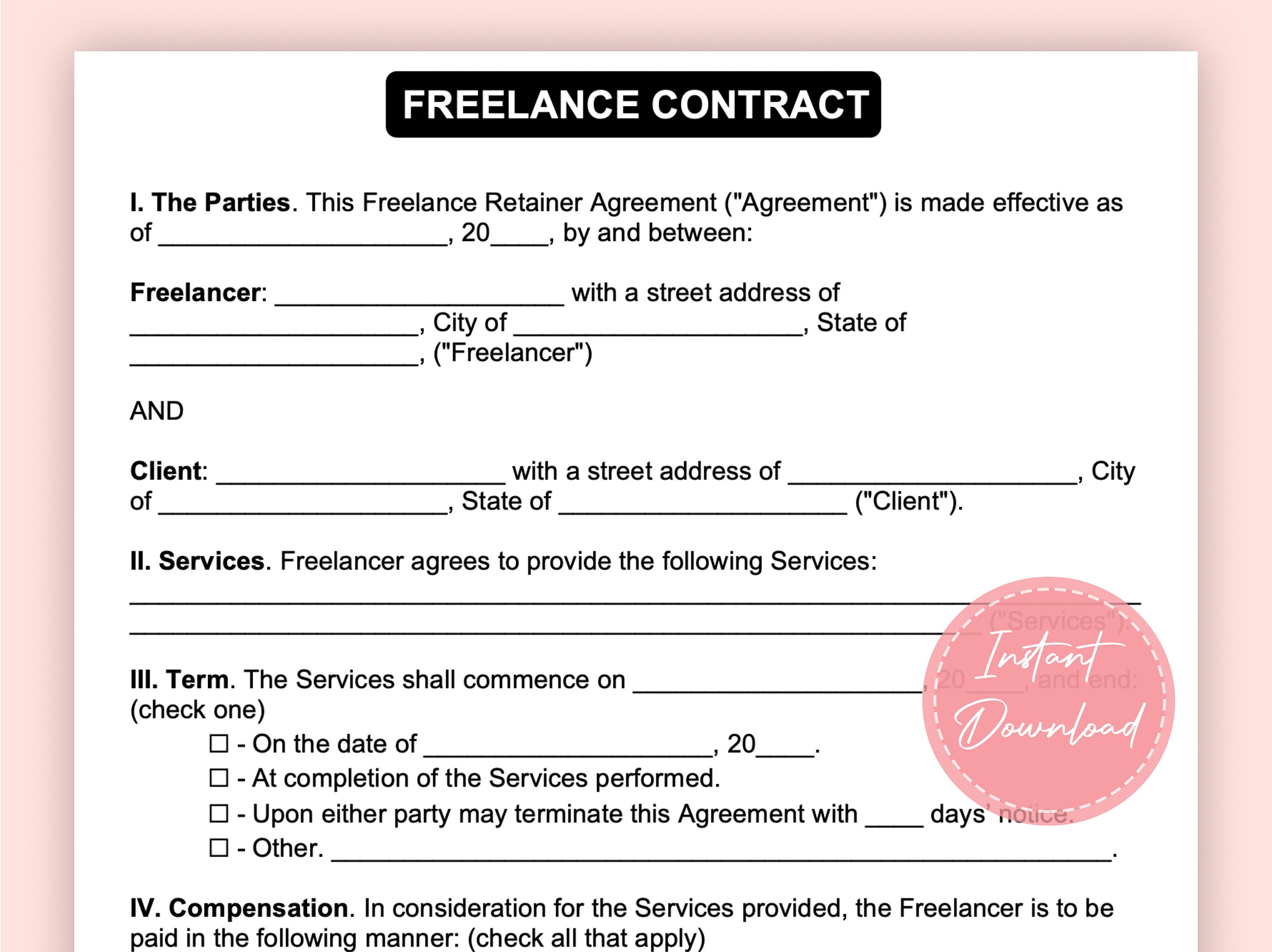 Editable Freelance Contract | Virtual Assistant Contract | Personal ...