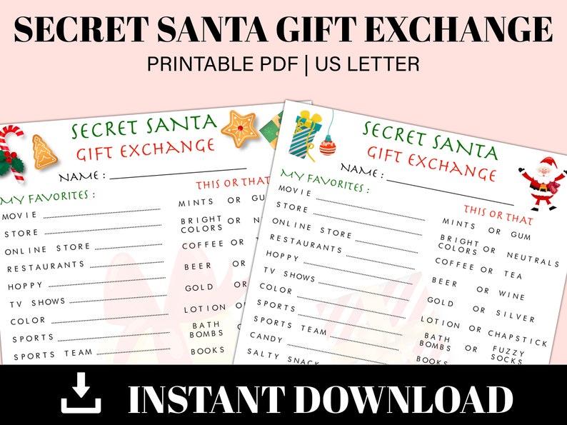 Printable Secret Santa Gift Exchange | Christmas Secret Santa ...