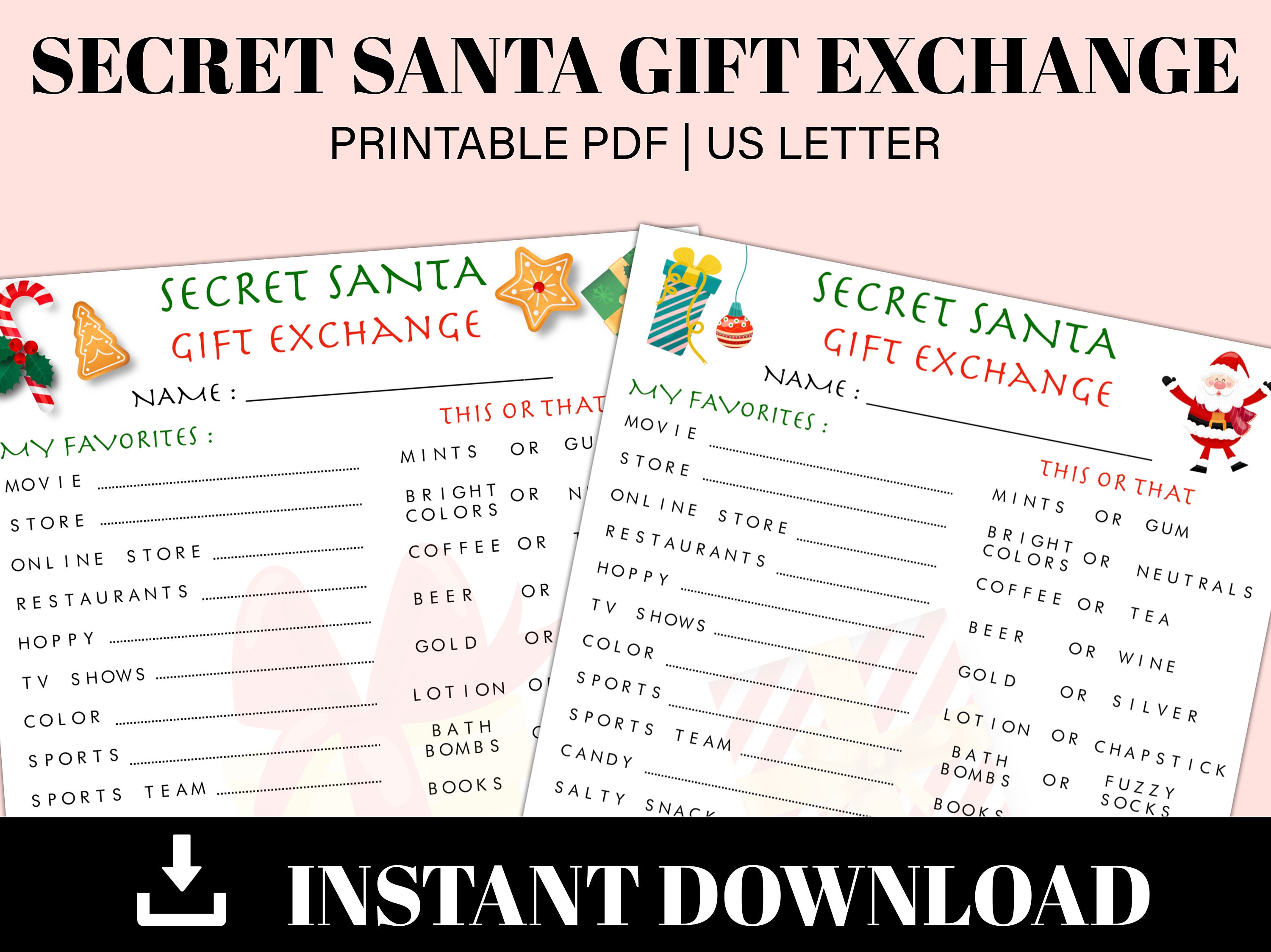 Printable Secret Santa Gift Exchange | Christmas Secret Santa ...