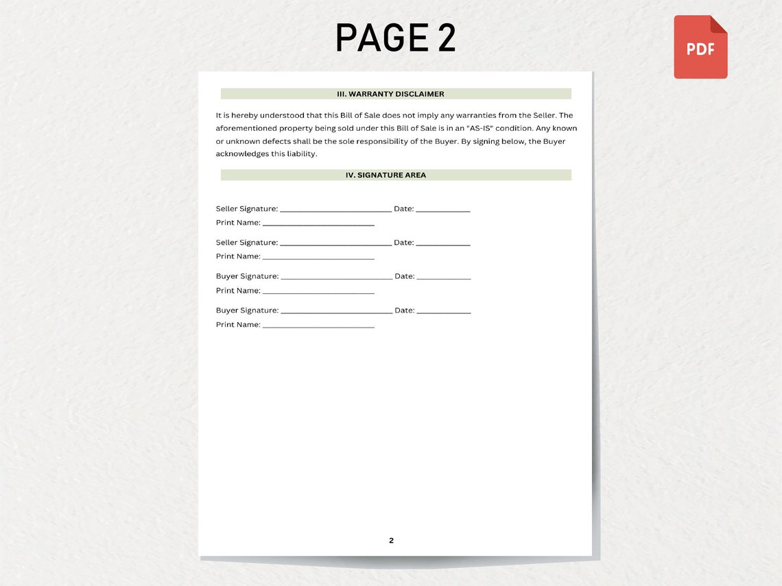 Customizable As-is Bill of Sale Template: Printable Legal Contract for ...
