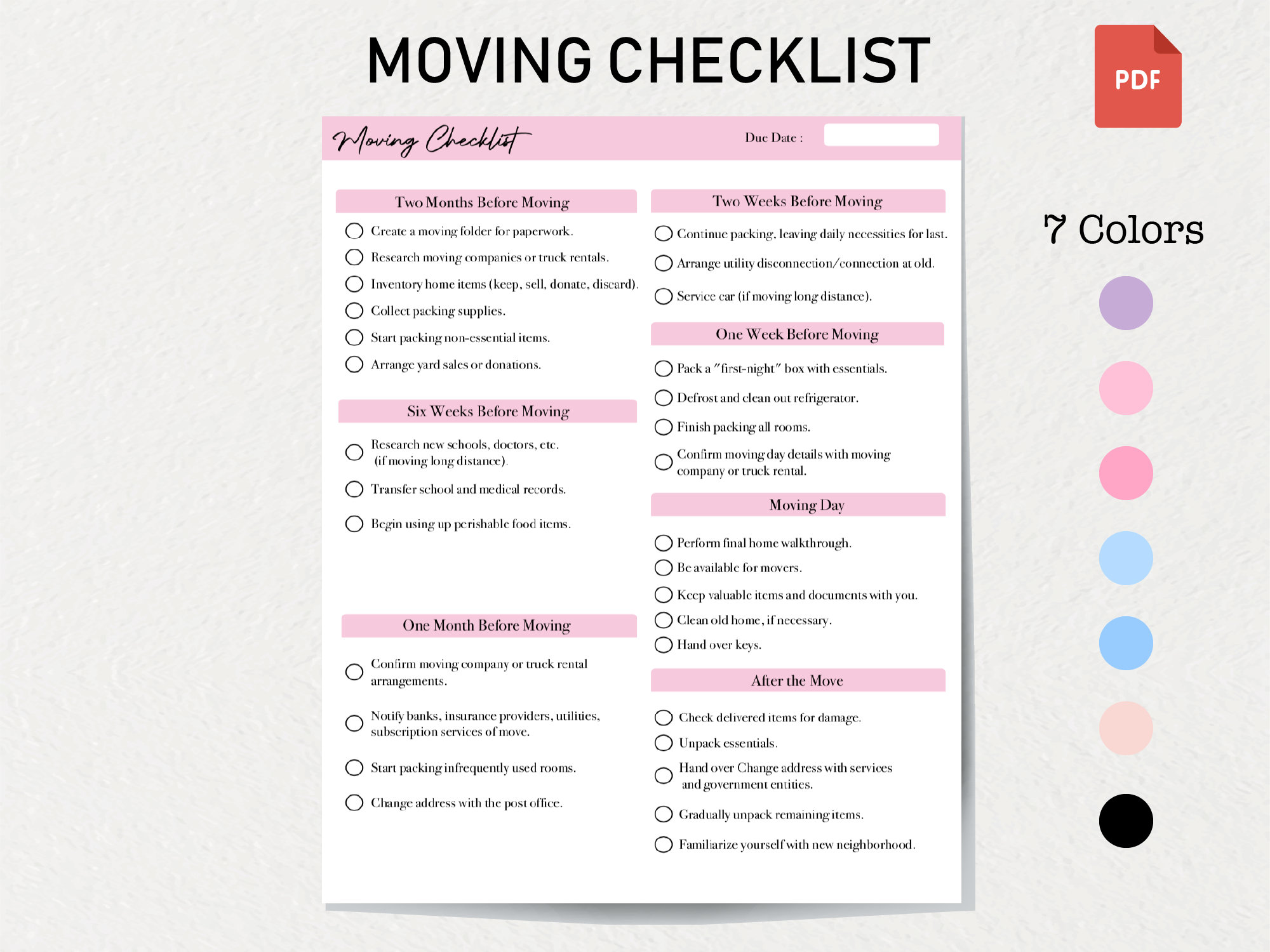 The Ultimate Moving Checklist | Moving House Checklist | Organized Move Planner | Detailed ...
