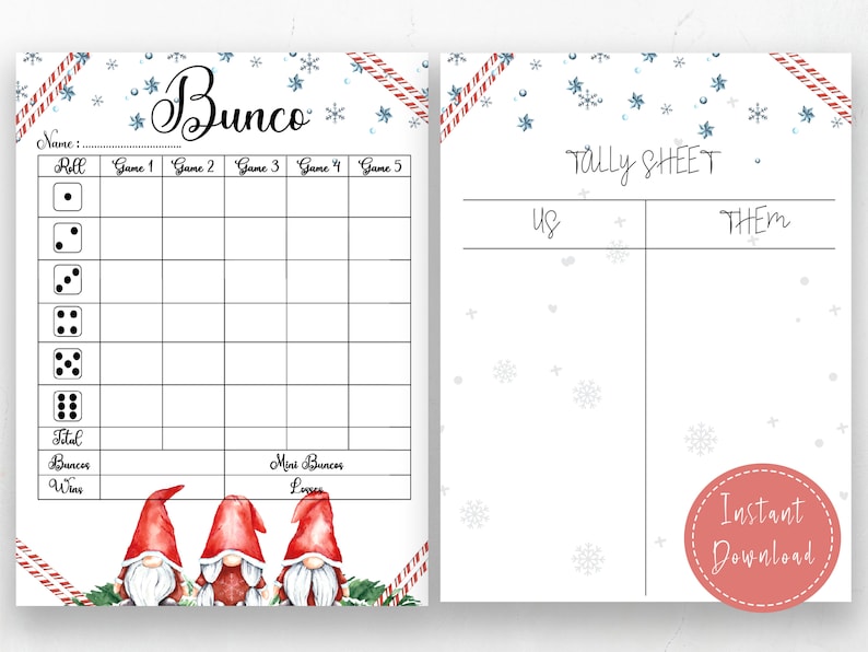 Christmas Bunco Score Card | Bunco Scoresheet | Bunco Score Pads ...