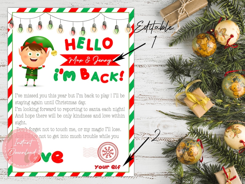 Editable I'm Back Elf Letter | Letter From Elf | Elf Christmas Letter ...