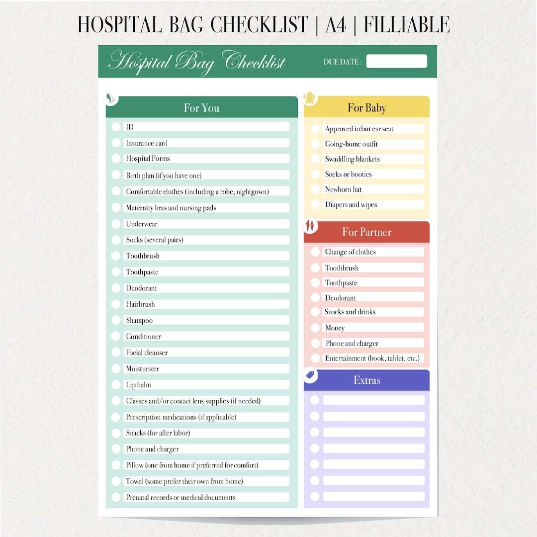 Maternity Checklist PDF | New Mom's Hospital Bag| Pregnancy Essentials ...