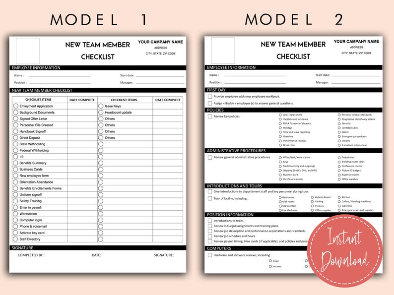 New Hire Checklist: Editable Onboarding Template (PDF Download) - Etsy