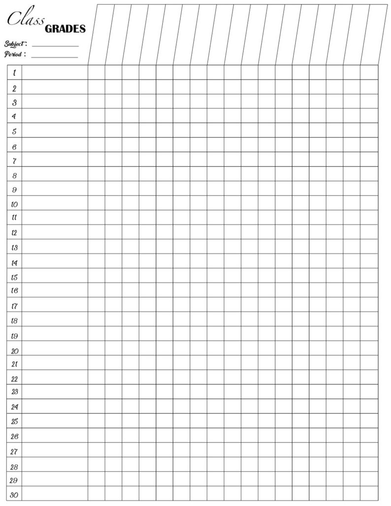 Grade Sheet, Grade Book, Grade Tracker, Teacher Gradebook, ( 5 Class ...
