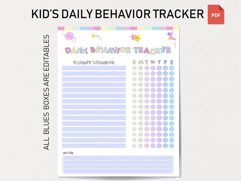 Interactive Kids Behavior and Chore Chart: Printable Tracker for Good ...