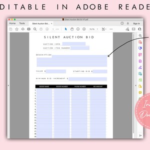 Silent Auction Bid Sheet Printable: Fundraiser Bidding Form (PDF ...