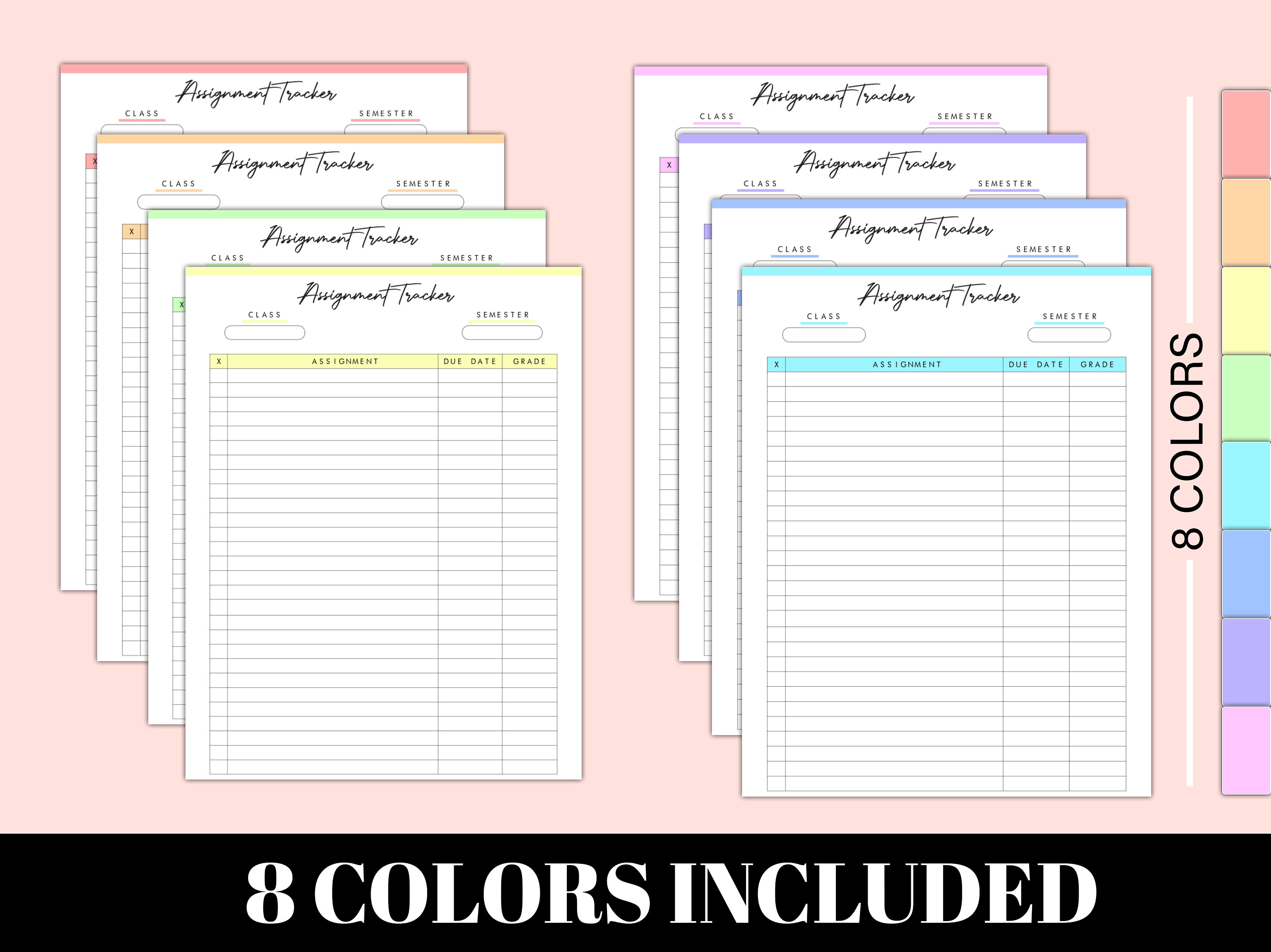 Assignment Tracker Printable - Assignment Log - Homework Planner ...