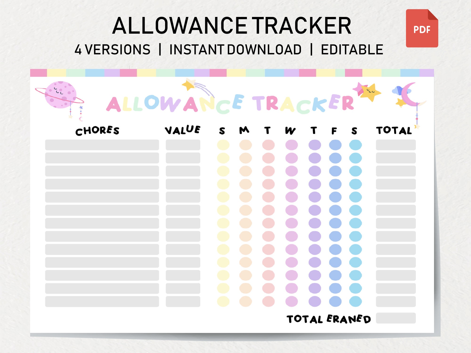 Editable Kid's Allowance Tracker: Fun & Interactive Digital Tool for ...