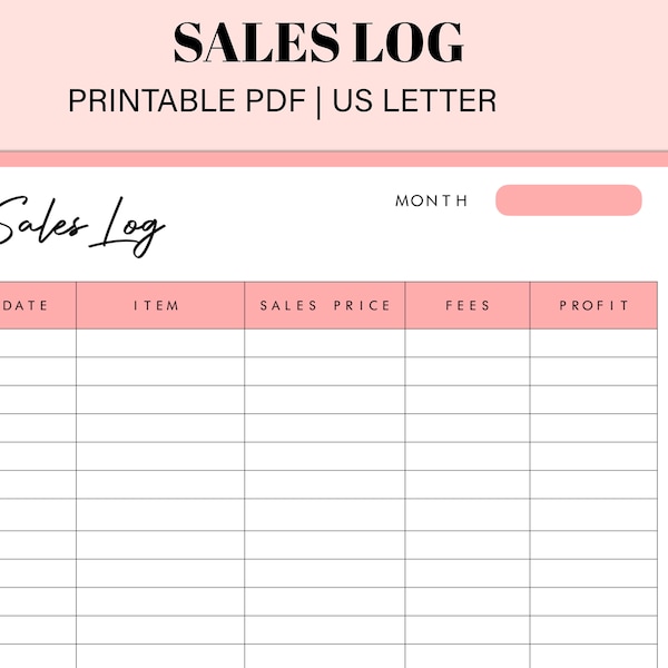 Printable Sales Log - Etsy