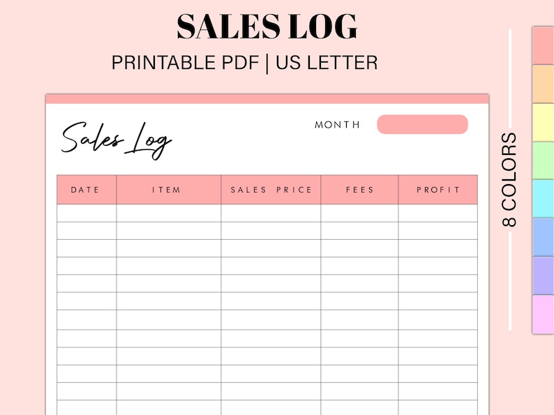 Sales Log Printable | Orders Log | Business Sales | Sales Log | Sale ...