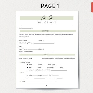 Customizable As-is Bill of Sale Template: Printable Legal Contract for ...