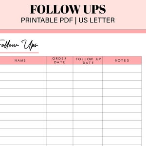 Client Follow up Printable | Challenger Follow up Log| Client Log ...