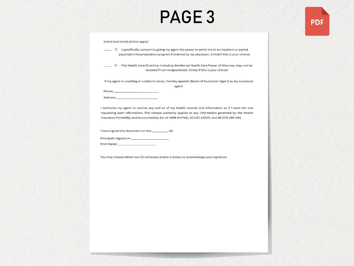 Editable Living Will Kit: Healthcare Power of Attorney (printable ...