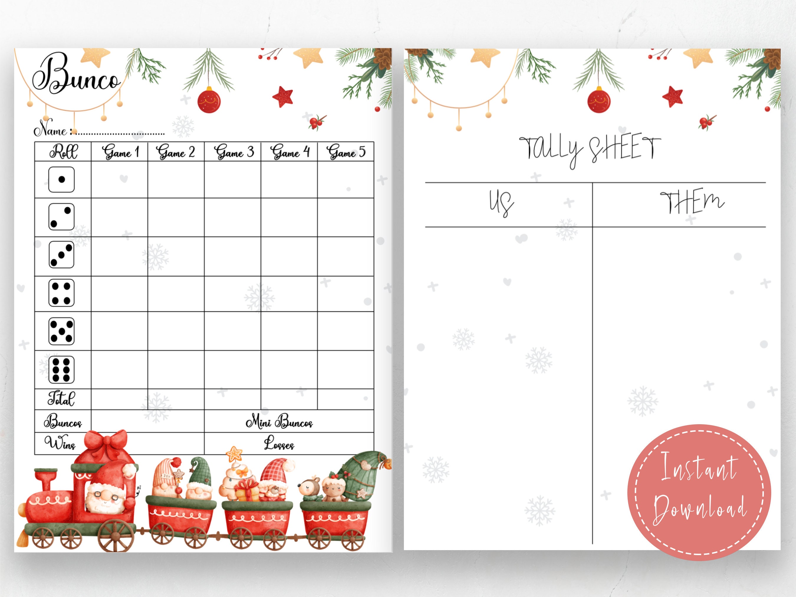 Christmas Bunco Score Card Bunco Scoresheet Bunco Score Pads Christmas ...