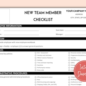New Hire Checklist: Editable Onboarding Template (PDF Download) - Etsy