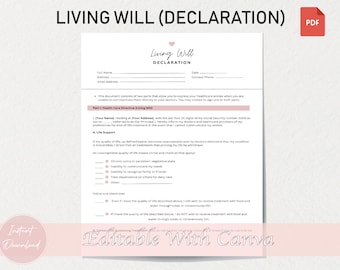 Living Will Form Living Will Declaration Living (Instant Download) - Etsy