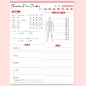 Pain Tracker | Chronic Pain Tracker | Fibromyalgia Journal | Symptom ...