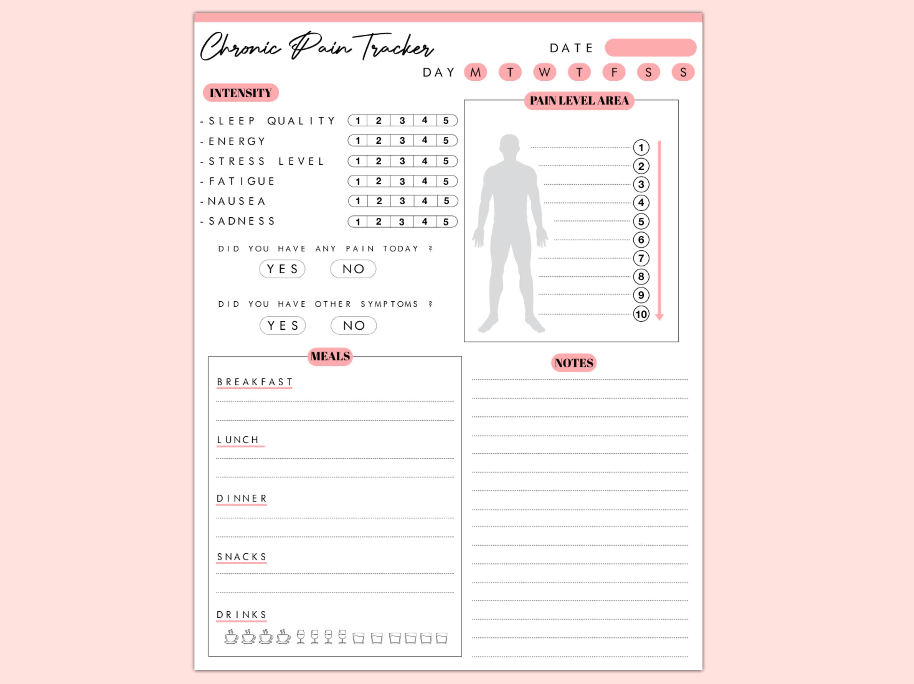 Pain Tracker | Chronic Pain Tracker | Fibromyalgia Journal | Symptom ...