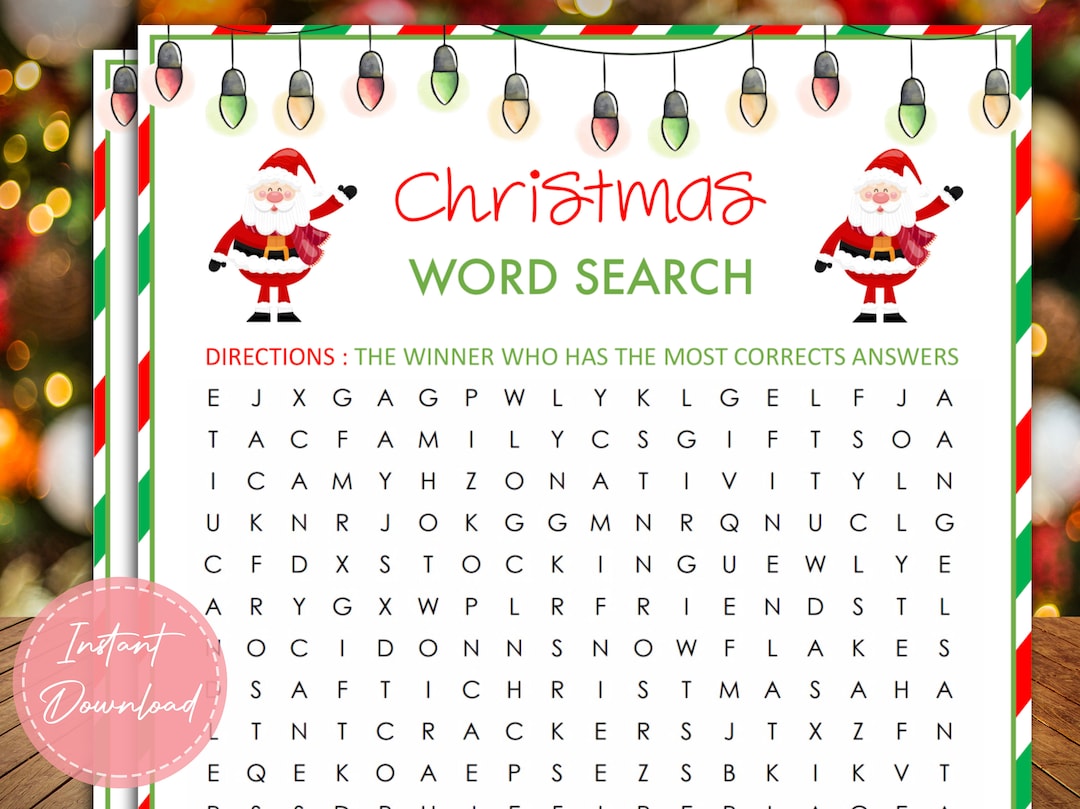 Christmas Word Search Game Printable Winter Games for Kids Christmas ...