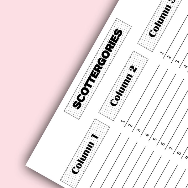 Scattergories Score Sheet - Etsy