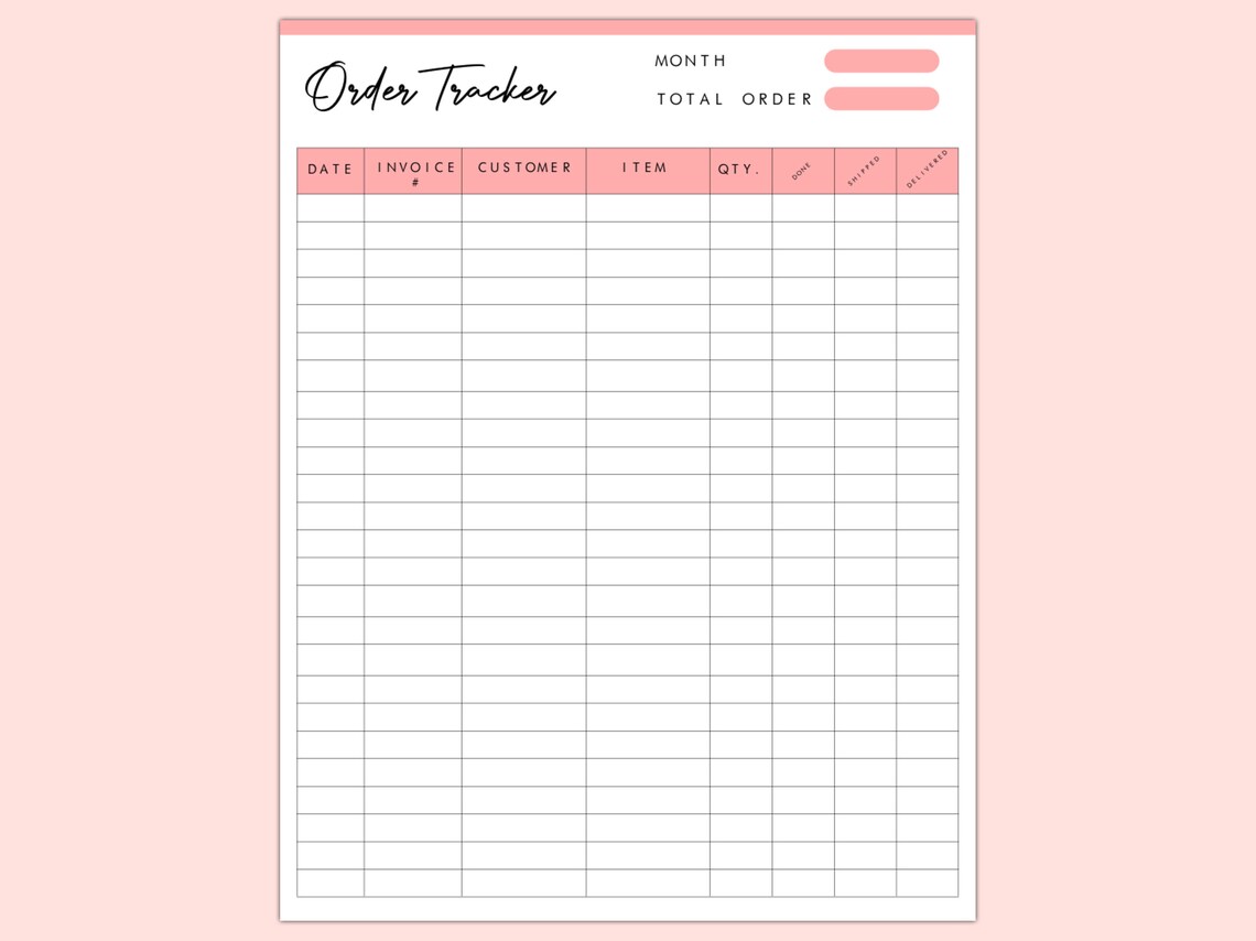 Order Form Tracker | Order Form Order | Tracker Printable | Small ...