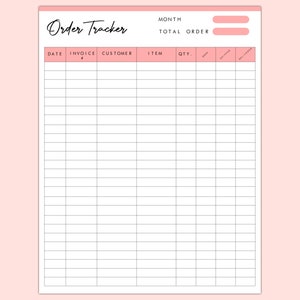 Order Form Tracker | Order Form Order | Tracker Printable | Small ...