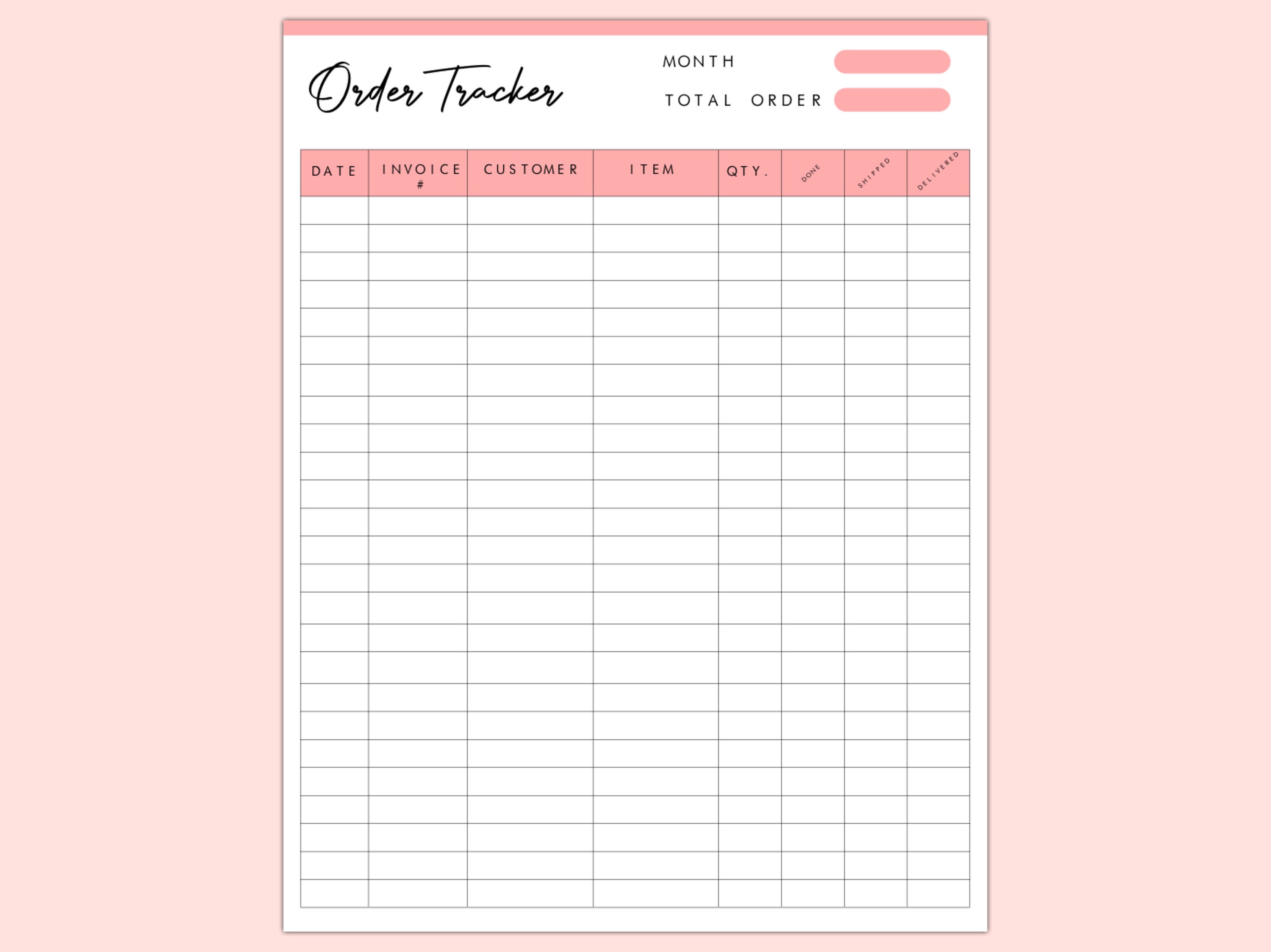 Order Form Tracker | Order Form Order | Tracker Printable | Small ...