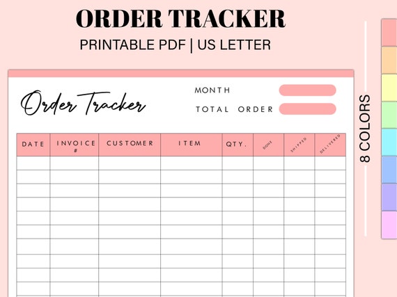 Order Form Tracker Order Form Order Tracker Printable | Etsy