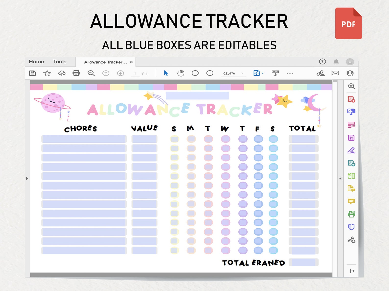 Editable Kid's Allowance Tracker: Fun & Interactive Digital Tool for ...