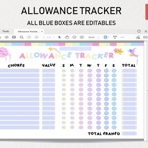Editable Kid's Allowance Tracker: Fun & Interactive Digital Tool for ...