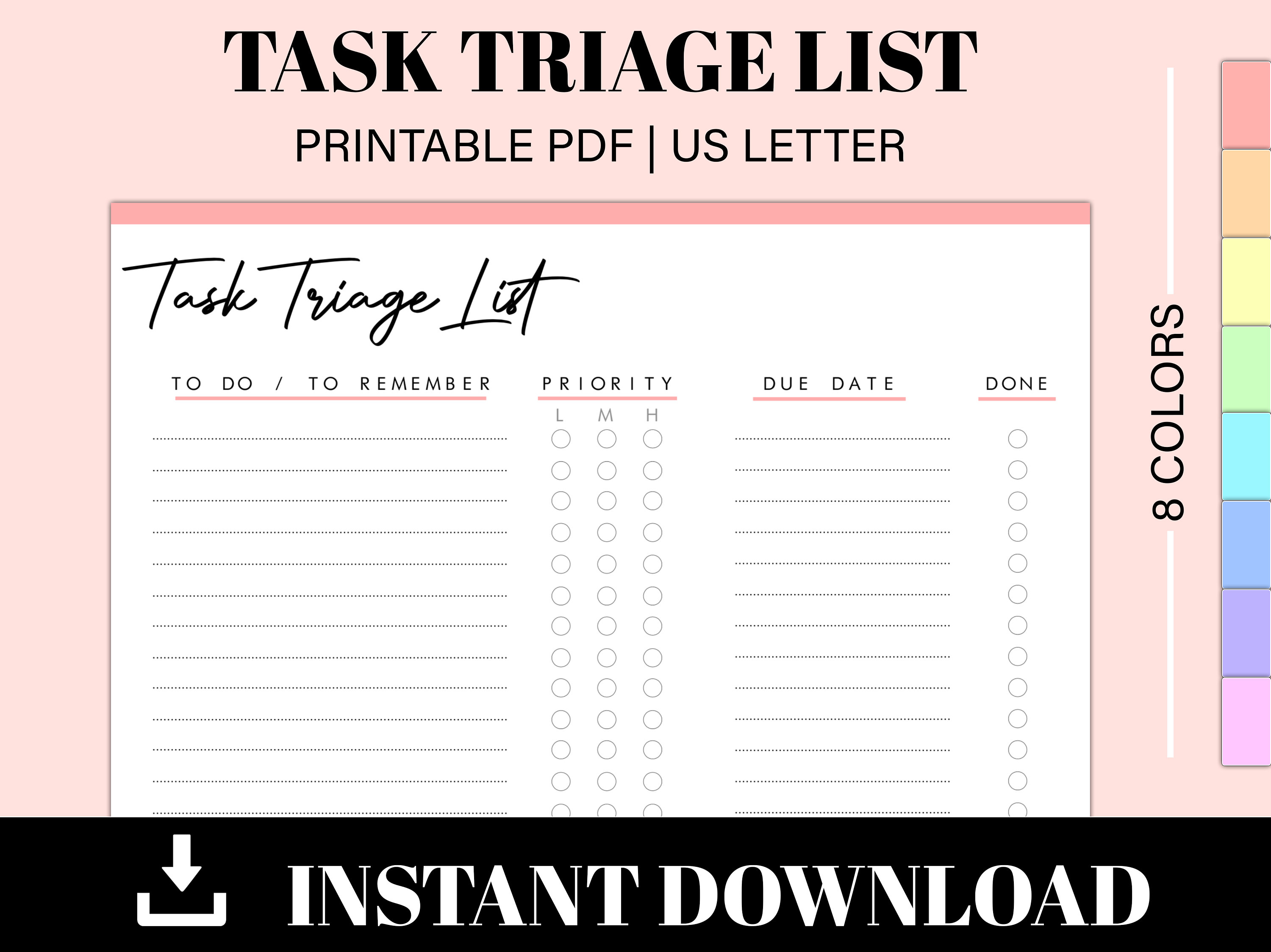 Printable Task Triage | to Do List | Task List | Triage List | Triage ...